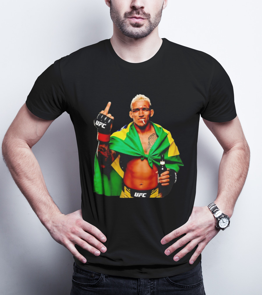 Charles Oliveira UFC Middle Finger Brazilian Flag Fighter T-Shirt