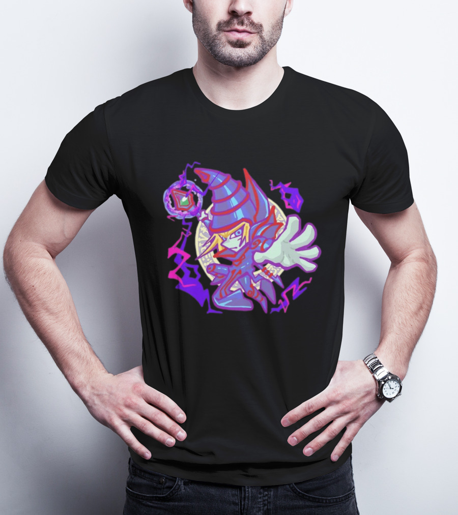 Dark Magician Yu Gi Oh Chibi Style Illustration Mystic Energy Sphere T-Shirt