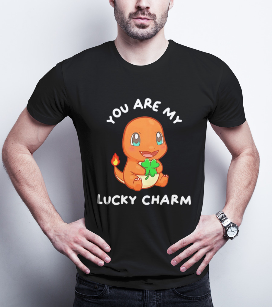 You Are My Lucky Charm Pokemon Charmander Clover Image T-Shirt
