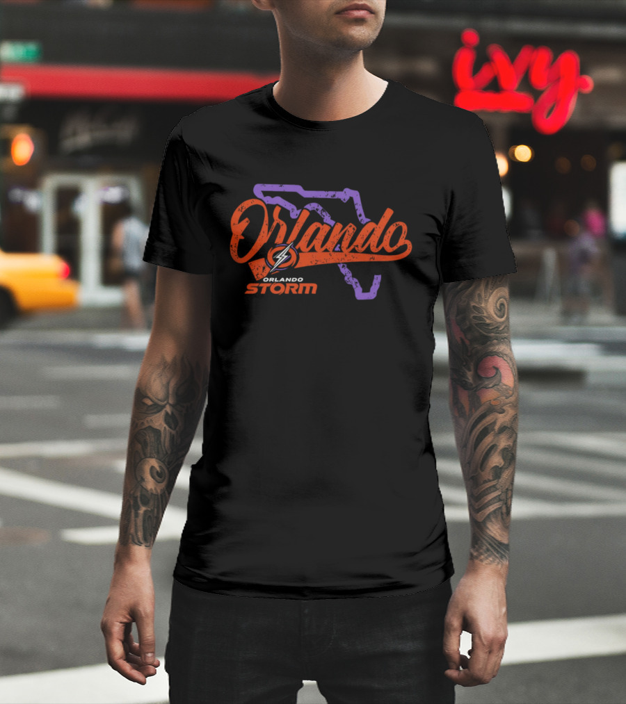 Orlando Storm Lightning Logo With Florida State Map '26 T-Shirt