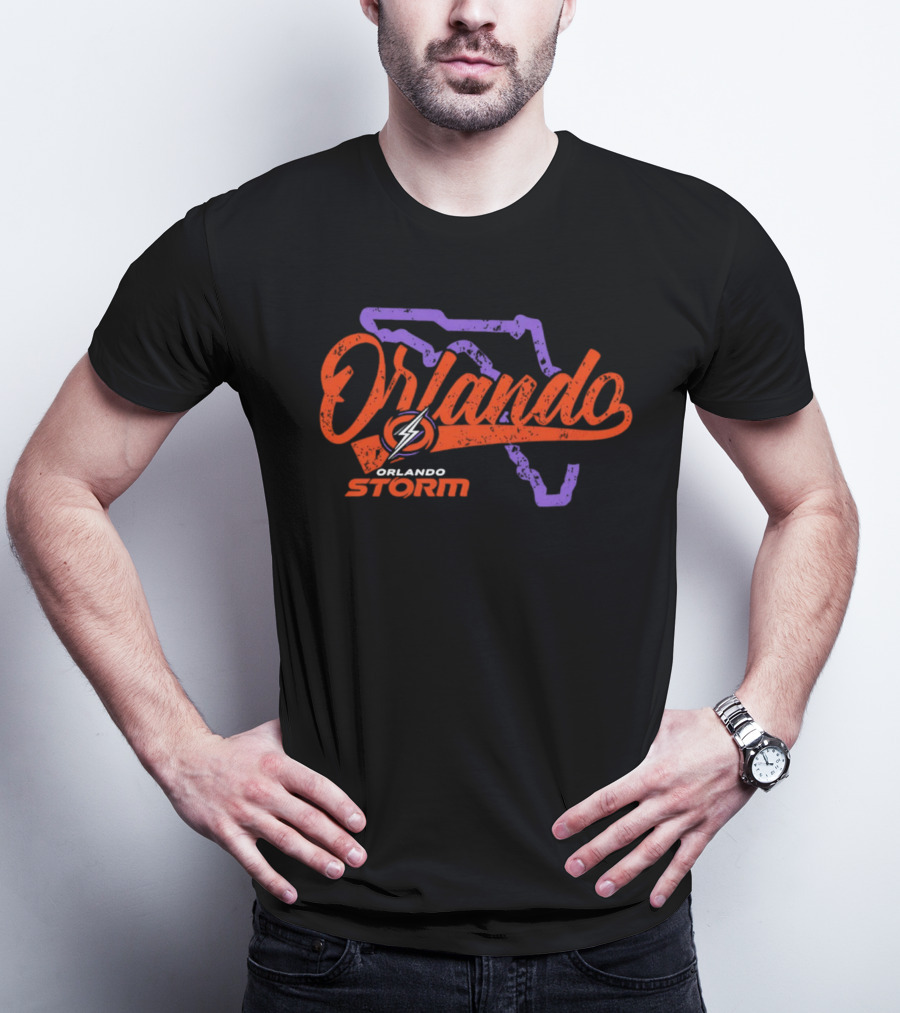 Orlando Storm Lightning Logo With Florida State Map '26 T-Shirt