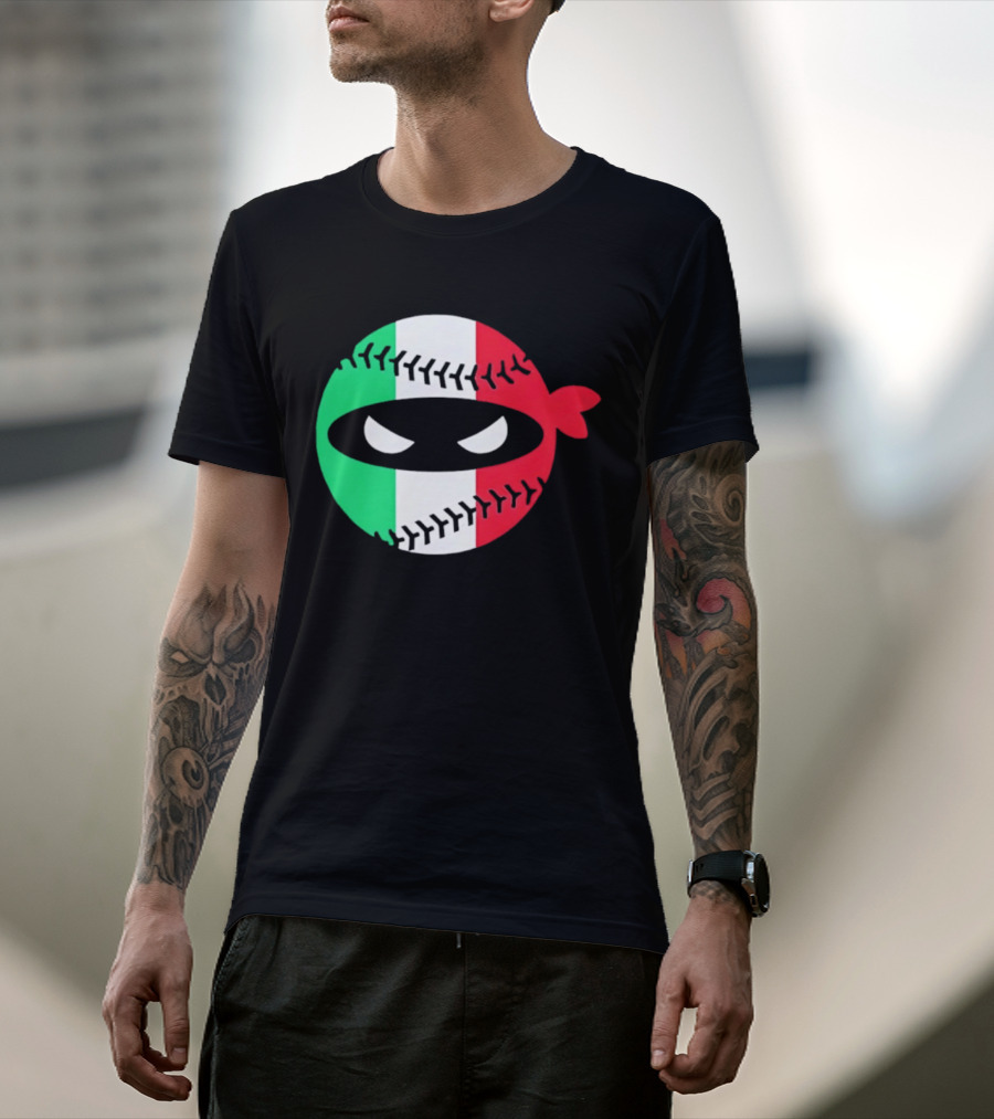 Pitching Ninja Italy Baseball Italian Flag Sports Fan Элита T-Shirt