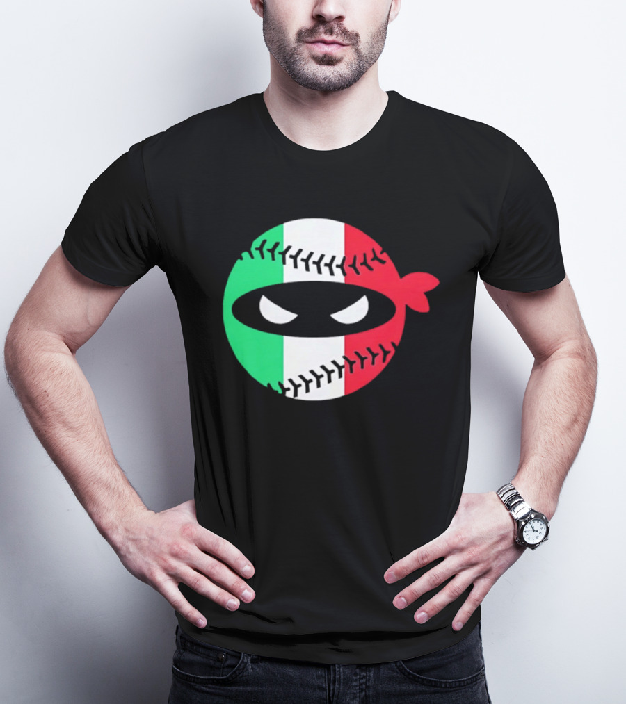 Pitching Ninja Italy Baseball Italian Flag Sports Fan Элита T-Shirt
