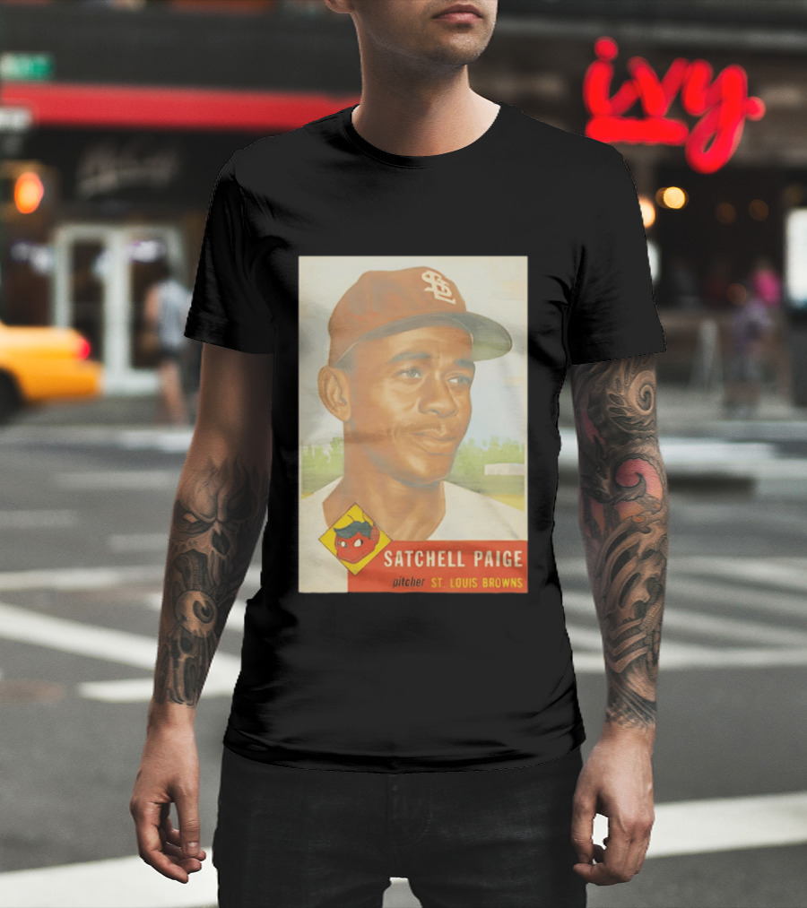 Satchell Paige 1953 Topps St. Louis Browns Pitcher Baseball Card T-Shirt