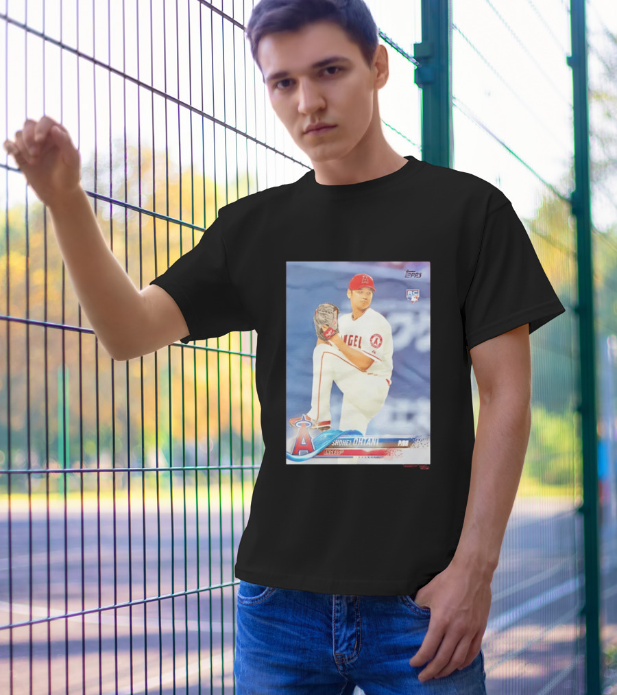 Shohei Ohtani Angels 2018 Topps Baseball Card RC Rookie PDI T-Shirt
