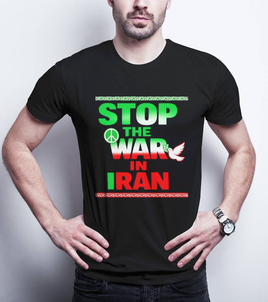 Stop The War In Iran Peace Symbol Dove T-Shirt