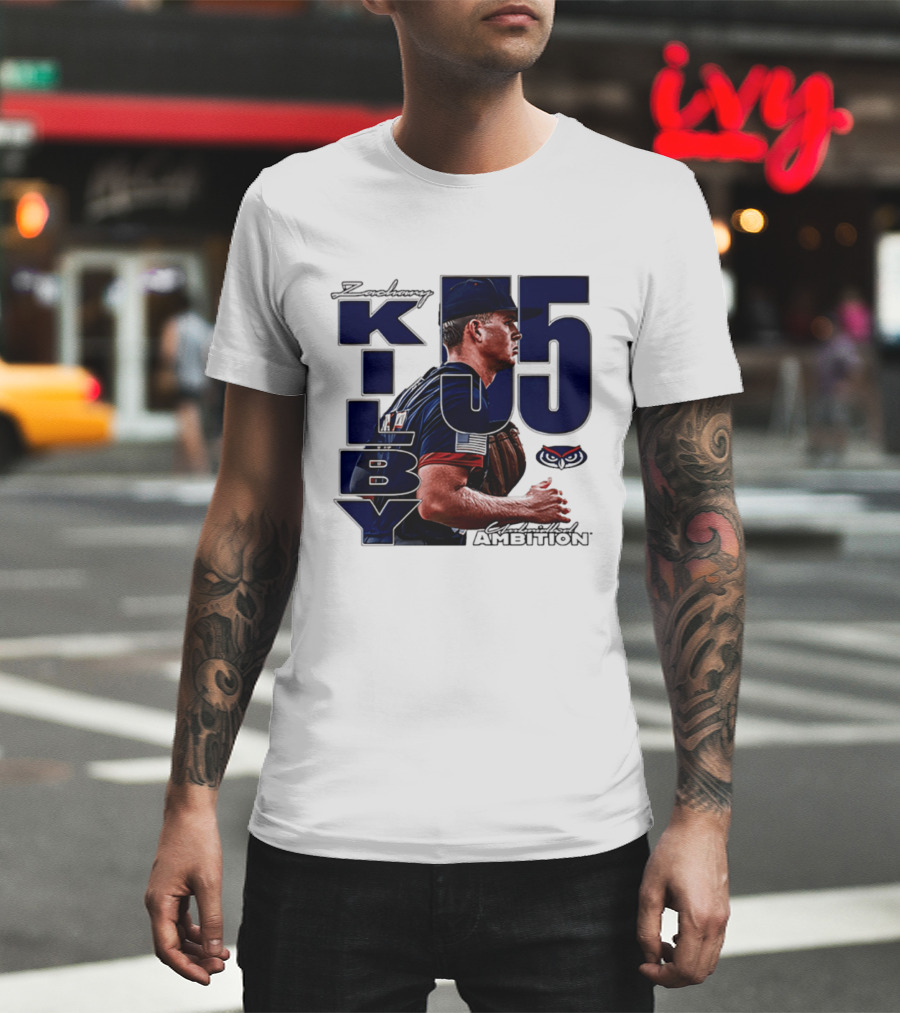 Zach Kilby 55 Baseball Ambition FAU Owls T-Shirt