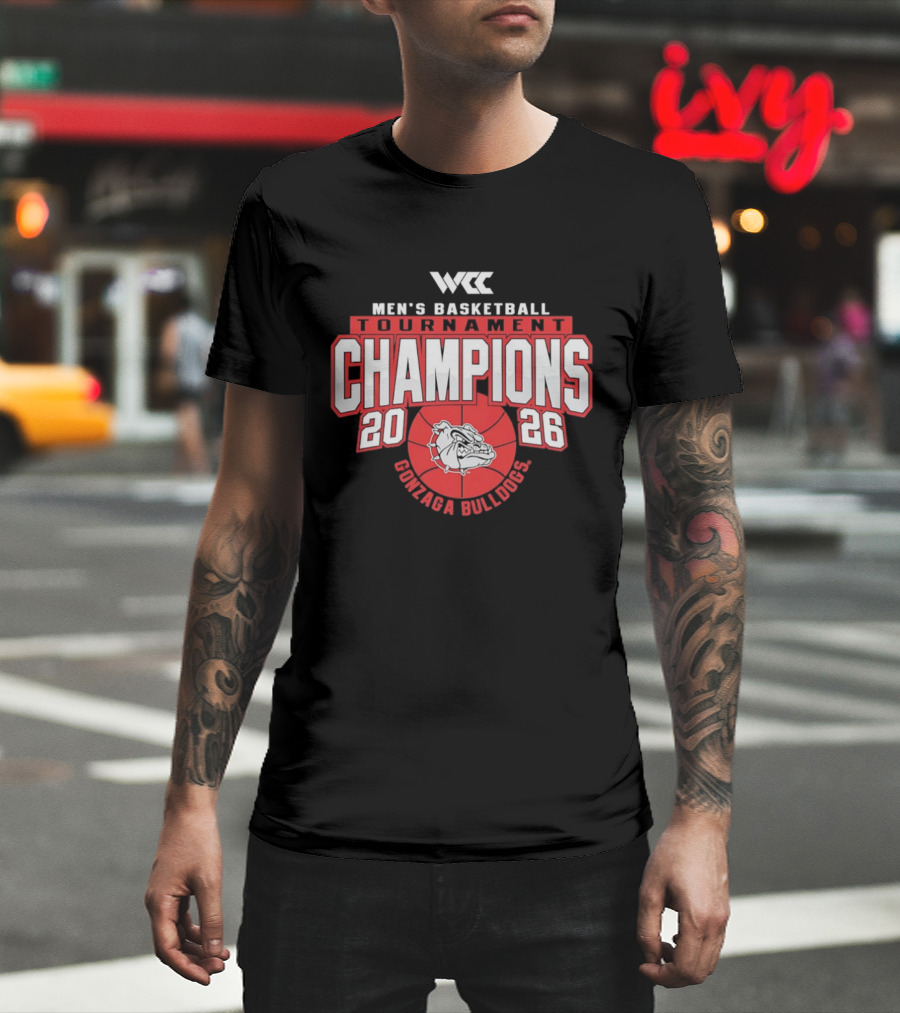 WCC Men's Basketball Tournament Champions 2028 Gonzaga Bulldogs T-Shirt