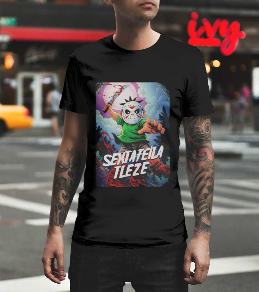 Jason Voorhees Sexta Feila Tleze Chibi Masked Character With Knife T-Shirt