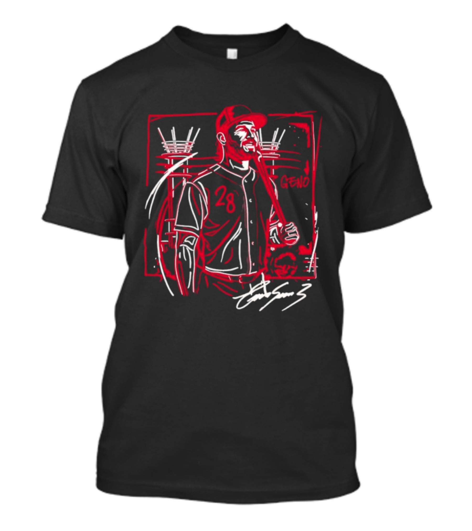 Eugenio Suarez Cincinnati Reds MLB Drip Splatter Sketch Player 28 T-Shirt