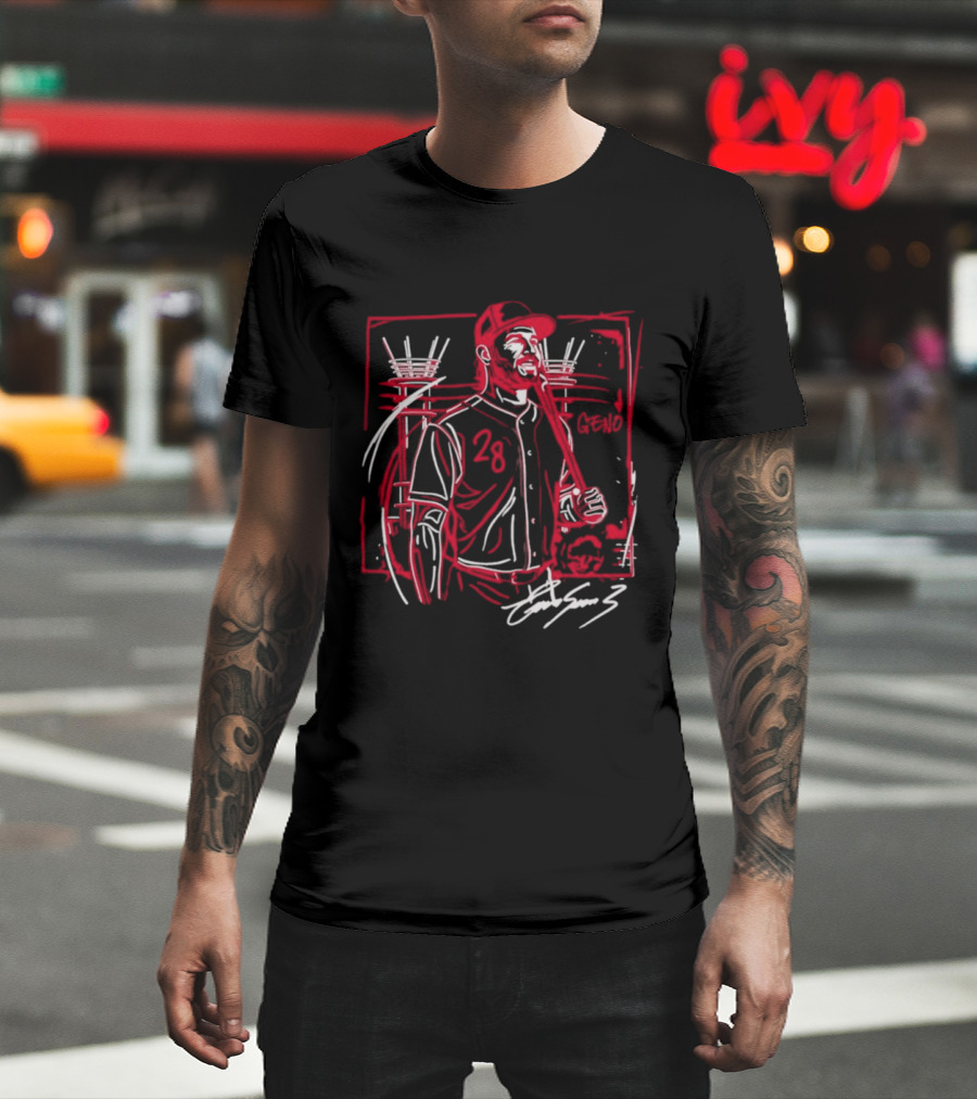 Eugenio Suarez Cincinnati Reds MLB Drip Splatter Sketch Player 28 T-Shirt