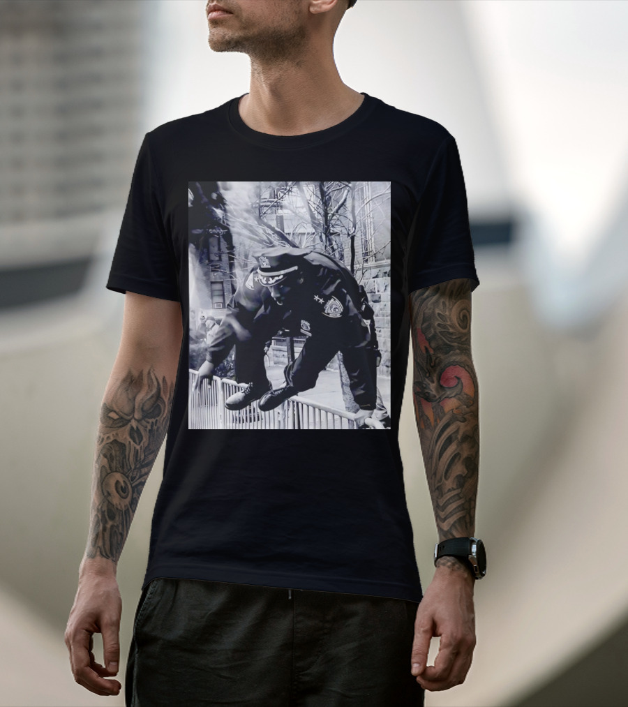 Chief Aaron Edwards American Hero Police Officer Jumping Fence T-Shirt