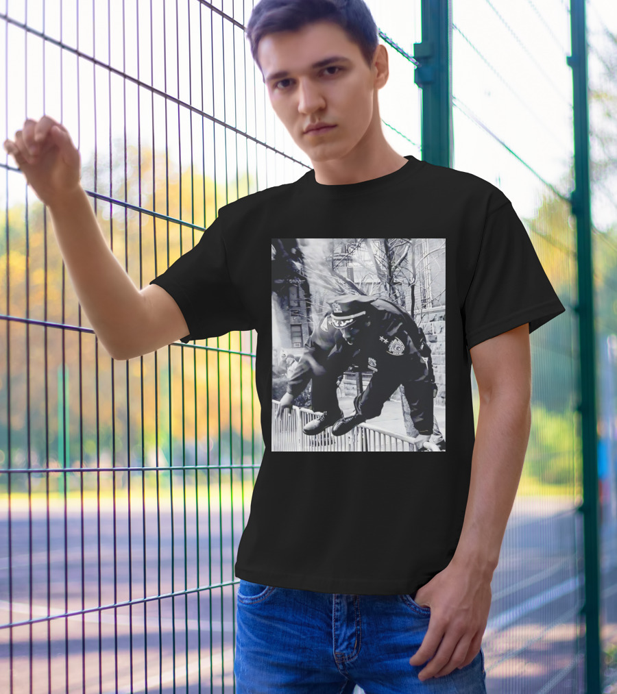 Chief Aaron Edwards American Hero Police Officer Jumping Fence T-Shirt
