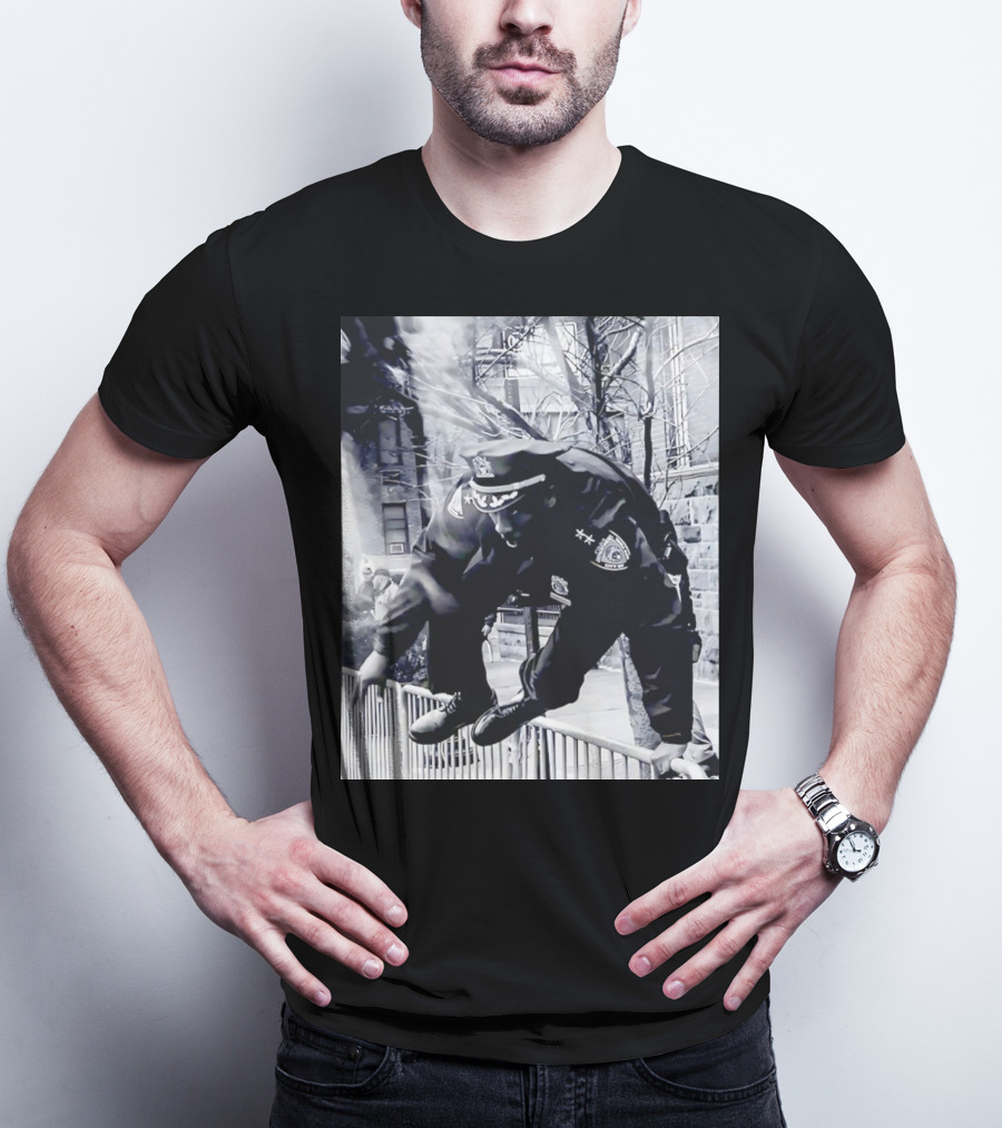 Chief Aaron Edwards American Hero Police Officer Jumping Fence T-Shirt