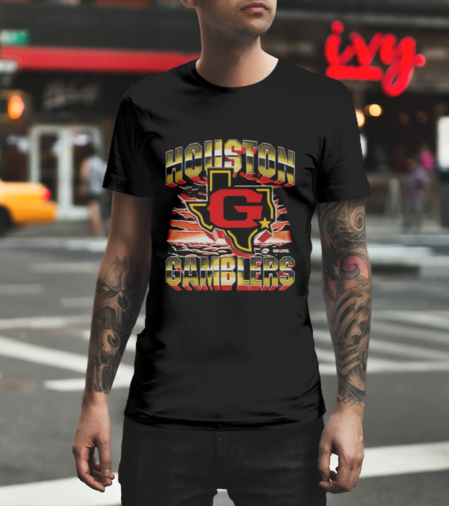 Houston Gamblers UFL Texas Map Star T-Shirt