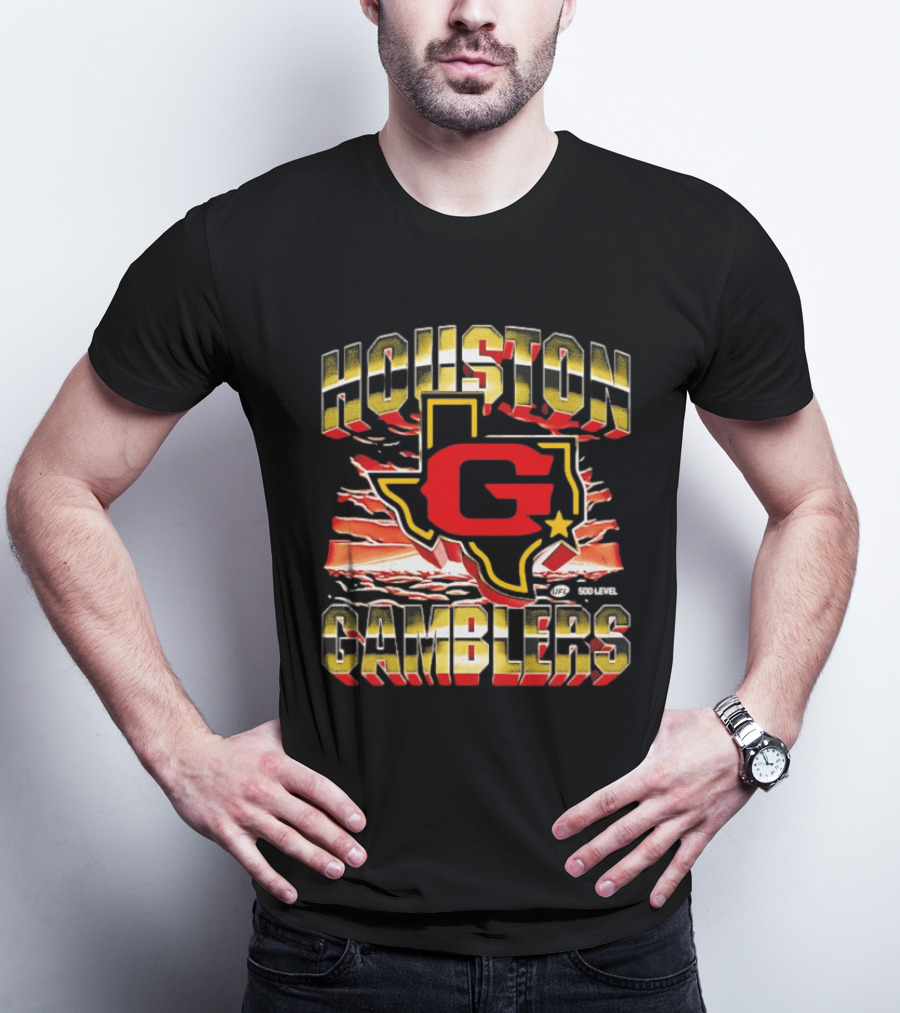 Houston Gamblers UFL Texas Map Star T-Shirt