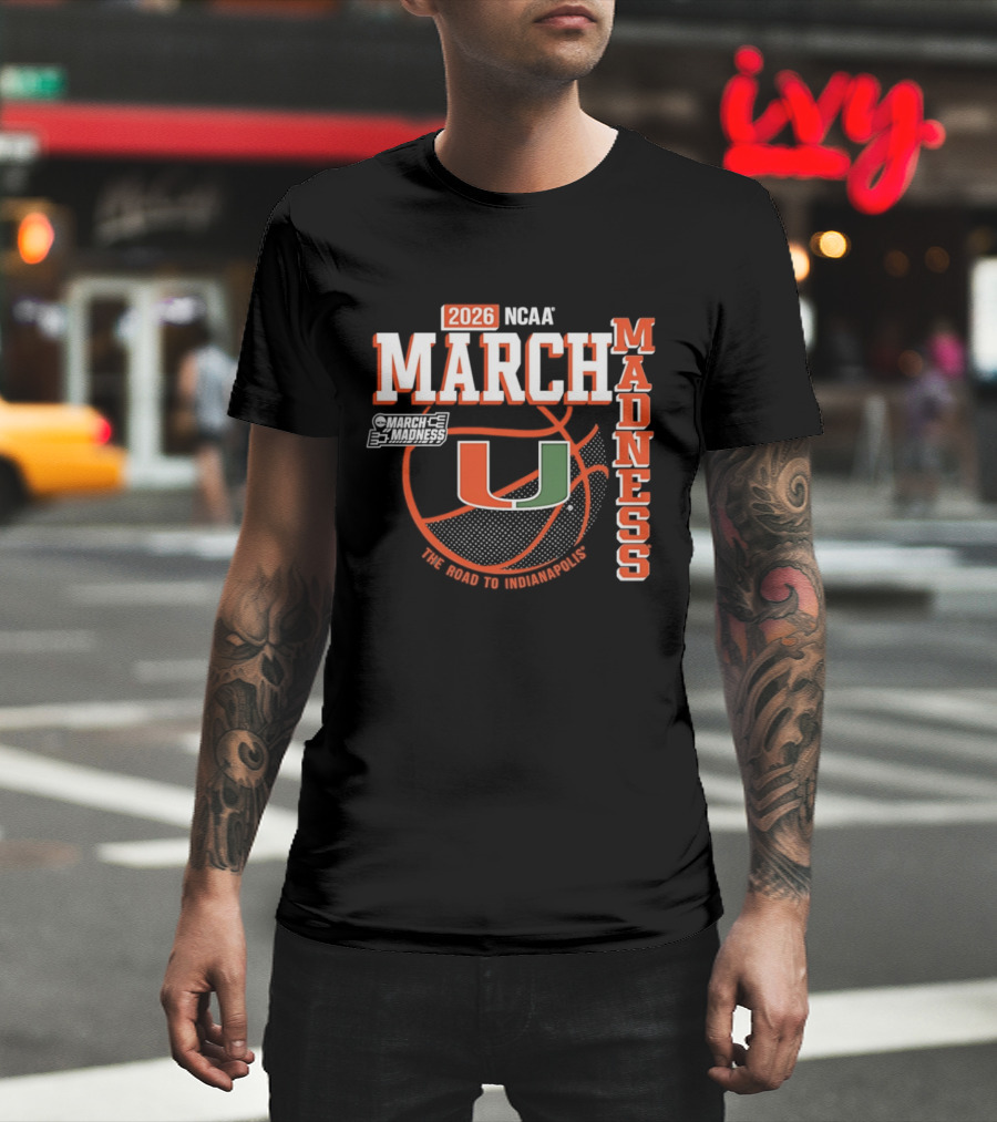 NCAA March Madness 2026 Miami Hurricanes The Road To Indianapolis T-Shirt