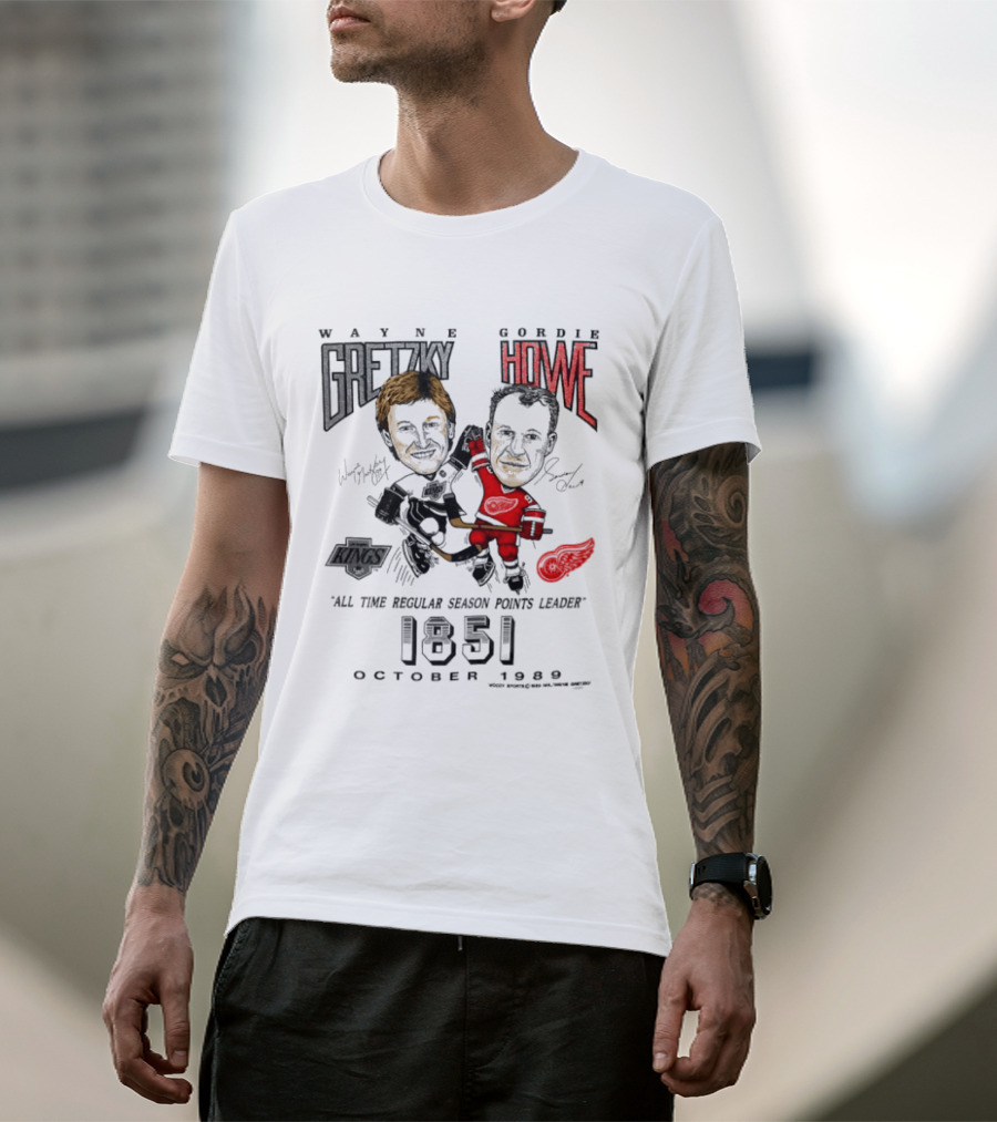 Wayne Gretzky Gordie Howe Regular Season Points Leader October 1989 1851 T-Shirt