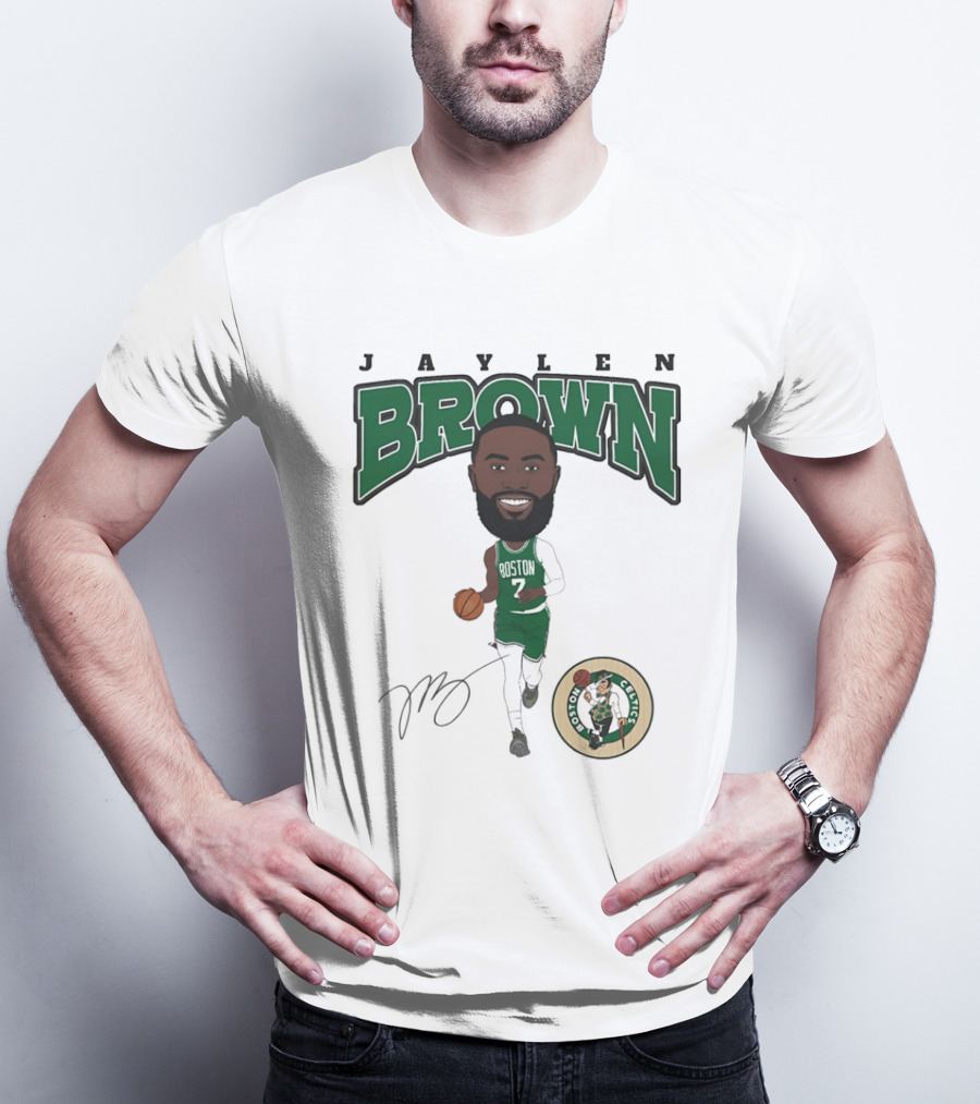 Jaylen Brown Boston Celtics Hardwood Comic Celtics Player Caricature T-Shirt