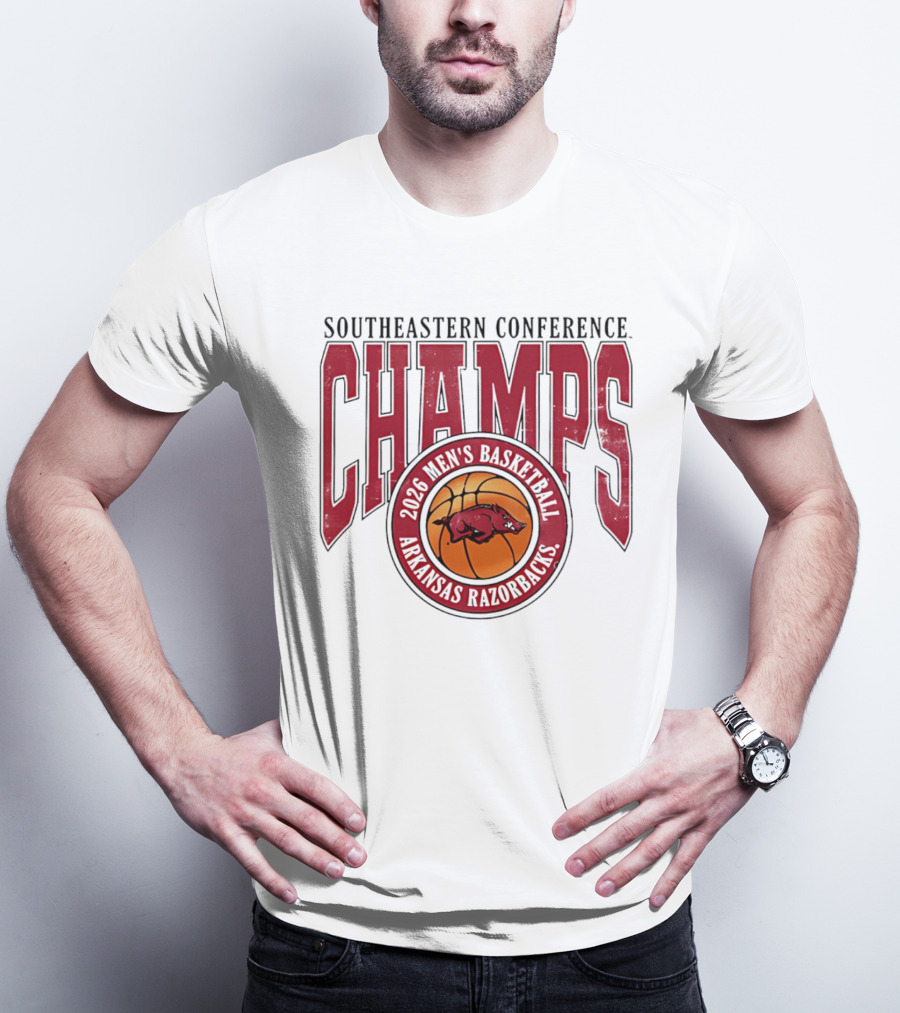 2026 Arkansas Razorbacks Men's Basketball Southeastern Conference Champs T-Shirt