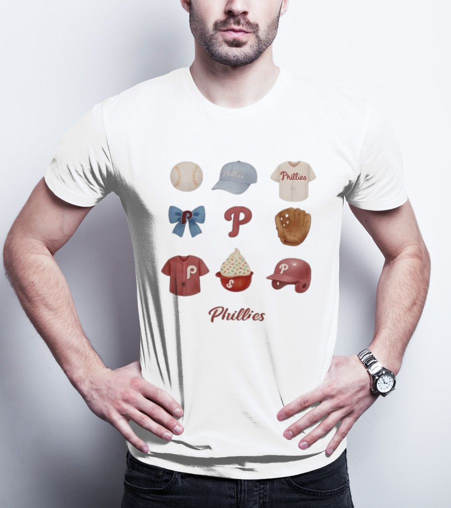 Phillies Coquette Bow Baseball Game Day Cap Jersey Glove Helmet Cupcake T-Shirt
