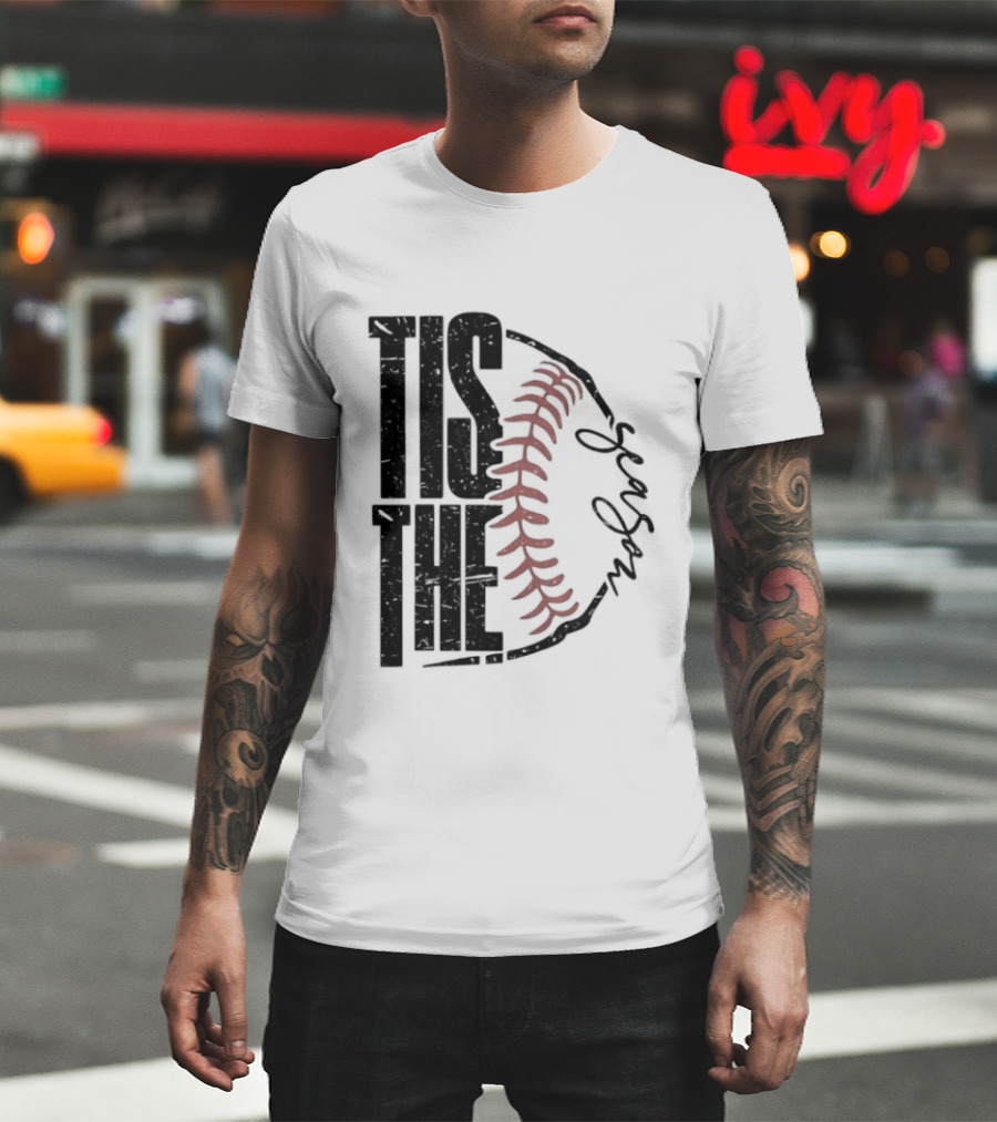 Tis The Season Baseball Stitch Spiral T-Shirt