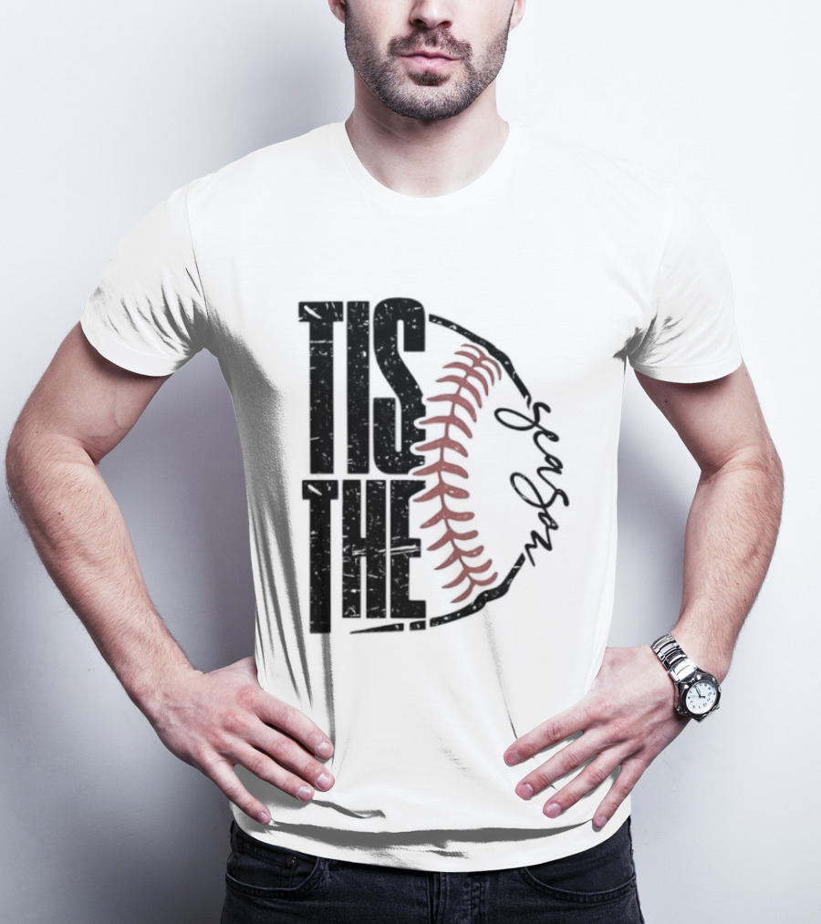 Tis The Season Baseball Stitch Spiral T-Shirt