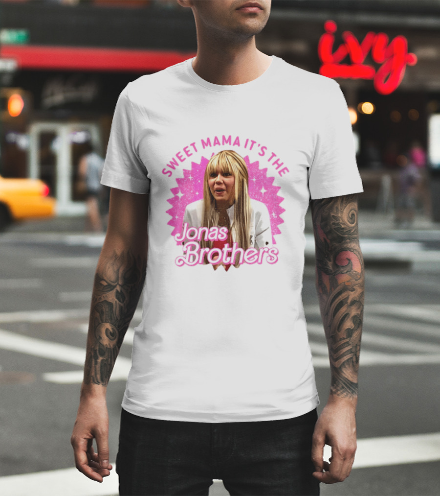 Sweet Mama It's The Jonas Brothers Blond Character Pink Sparkle T-Shirt