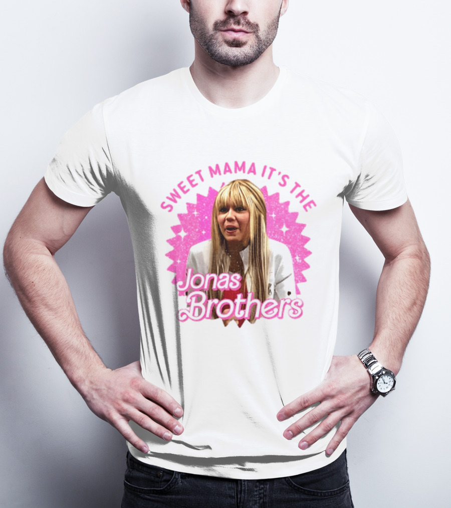 Sweet Mama It's The Jonas Brothers Blond Character Pink Sparkle T-Shirt