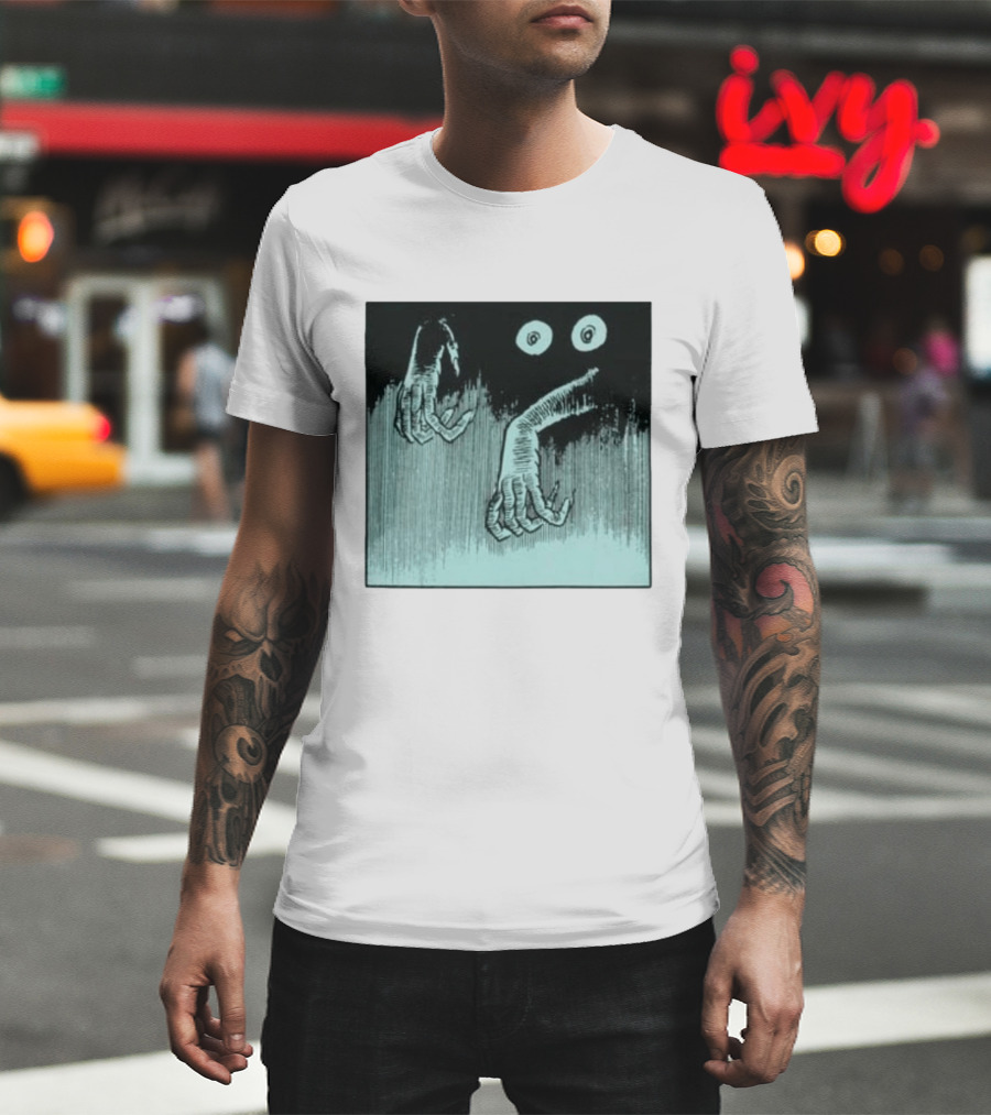 Creepy Eyes And Clawed Hands Emerging From Darkness T-Shirt