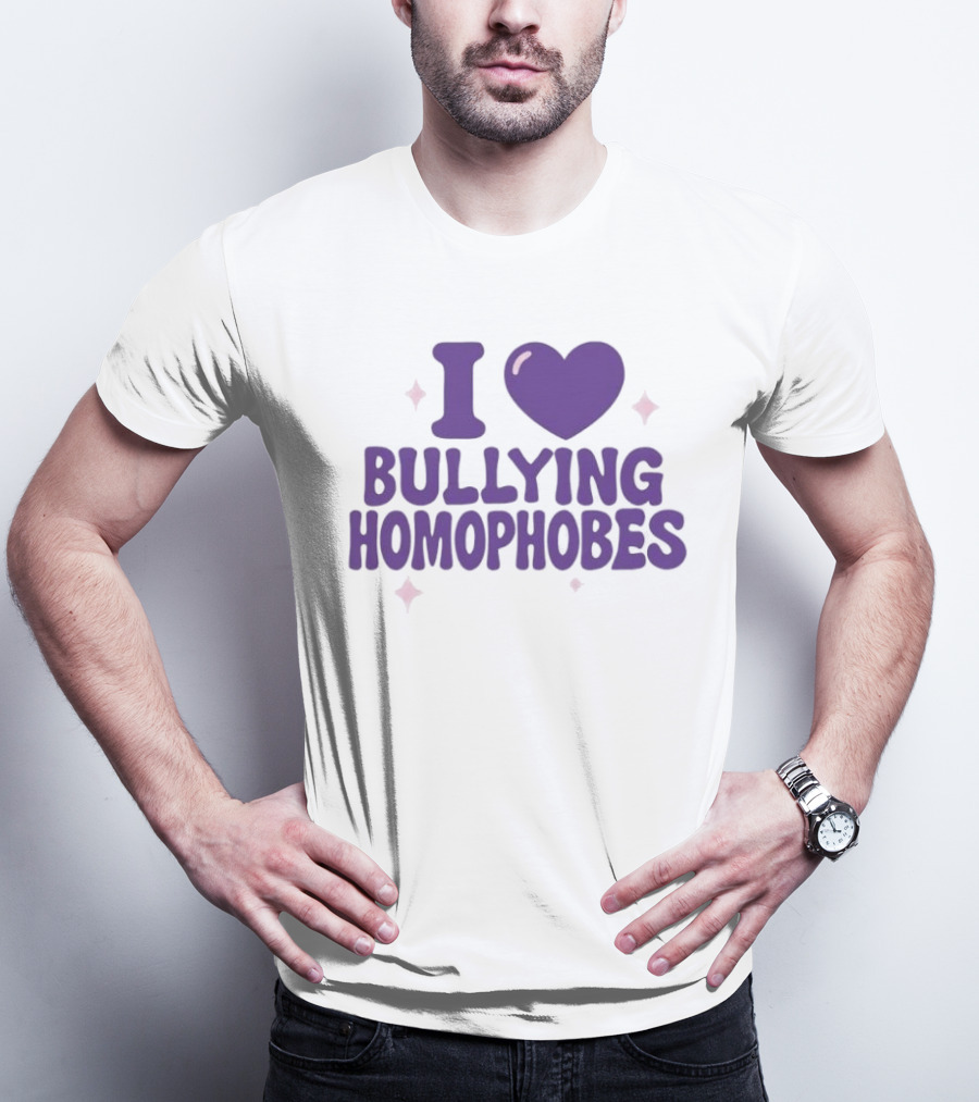 I Love Bullying Homophobes Heart Design With Sparkles T-Shirt