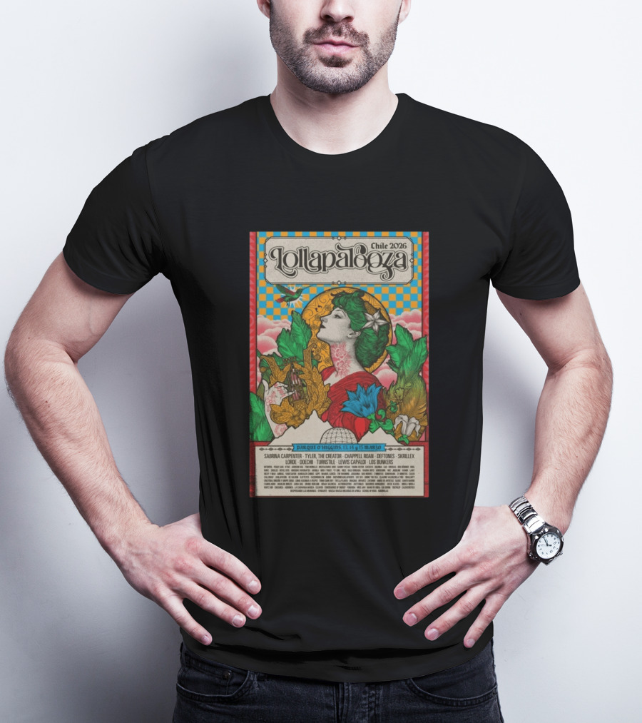 Lollapalooza Chile 2026 Parque O'Higgins Music Festival Art Nouveau With Sabrina Carpenter Tyler The Creator Chappell Roan T-Shirt