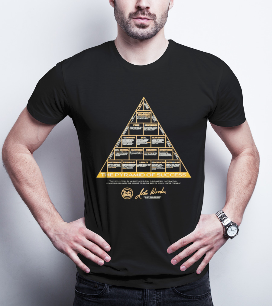 UCLA John Wooden The Pyramid Of Success Team Spirit Poise Confidence Loyalty Cooperation Initiative T-Shirt