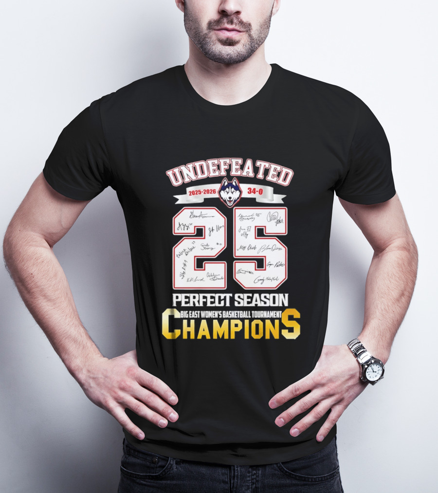 Undefeated Uconn Huskies 2025 2026 Perfect Season 34 0 Champions T-Shirt
