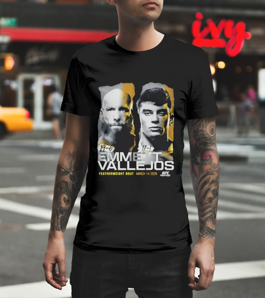 UFC Fight Night Emmett Vallejos Featherweight Bout March 2026 T-Shirt