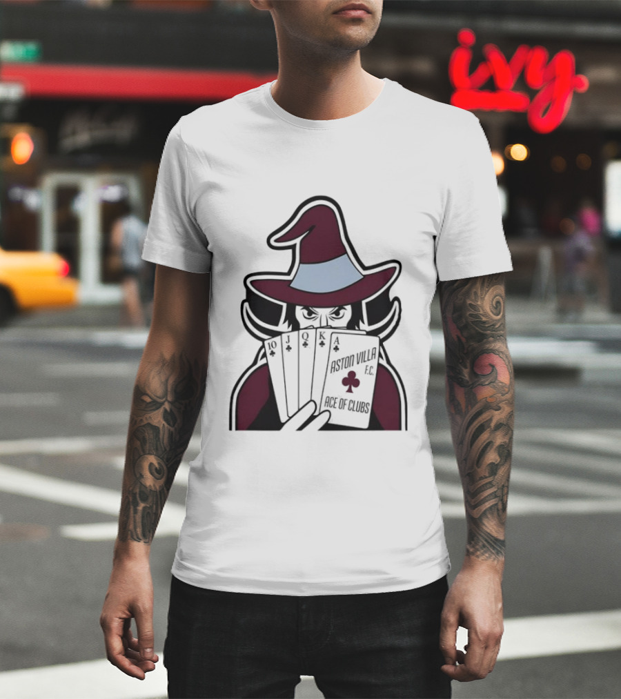 Aston Villa FC Ace Of Clubs Witch Playing Cards T-Shirt