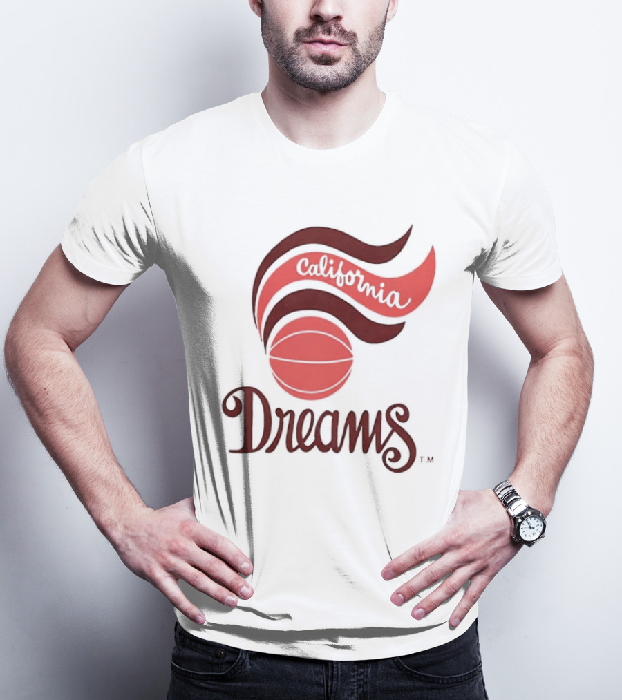 California Dreams Basketball Retro Style Design With Red Waves And Ball T-Shirt