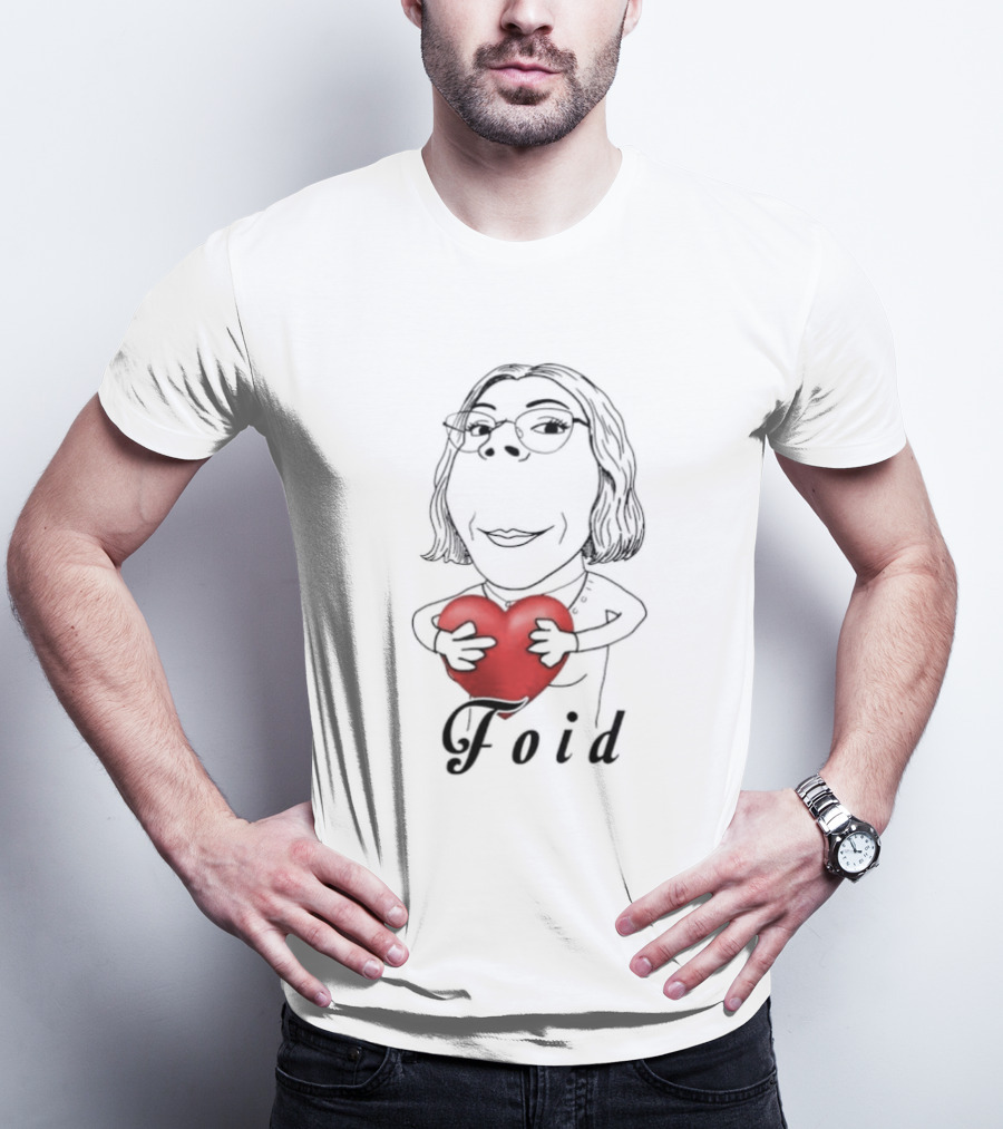 Foid Girl Hugs Heart Sketch Lovable Red Heart Embrace T-Shirt
