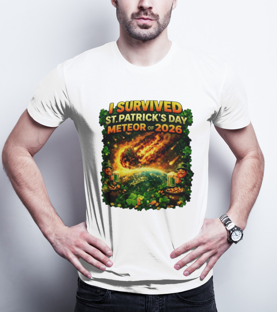 I Survived St. Patrick's Day Meteor Of 2026 Leprechaun Shamrock Adventure T-Shirt