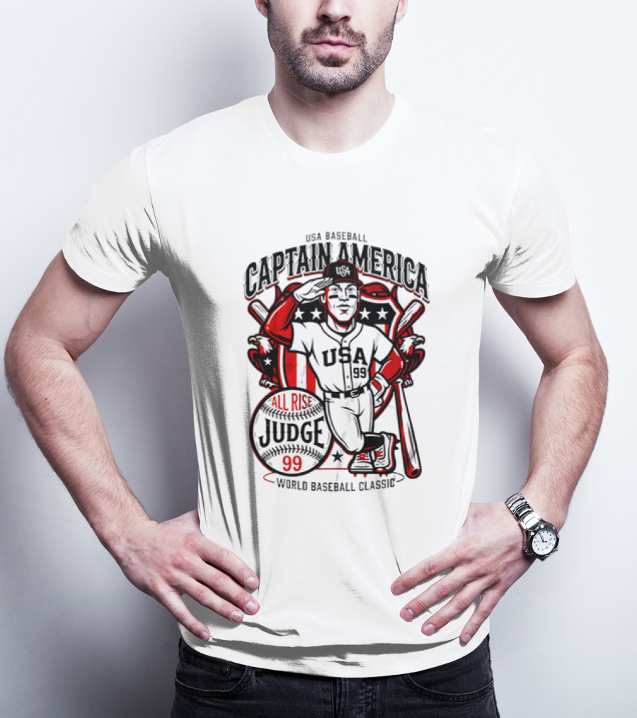 USA Baseball Captain America All Rise Judge 99 World Baseball T-Shirt