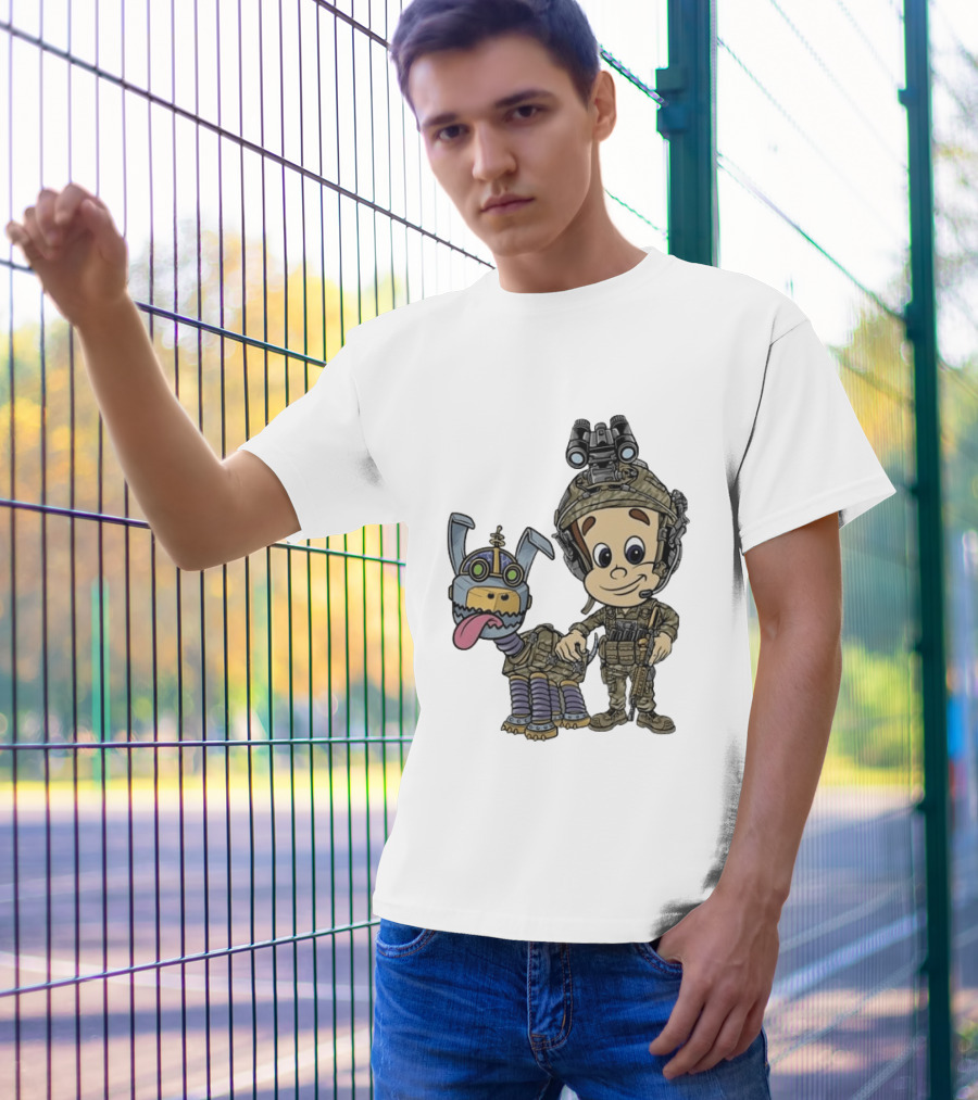 Tactical Cartoon Characters Jimmy And Goddard In Military Gear T-Shirt