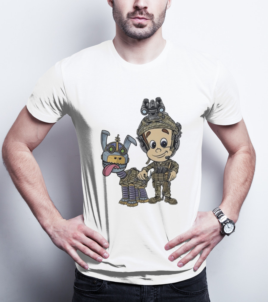 Tactical Cartoon Characters Jimmy And Goddard In Military Gear T-Shirt