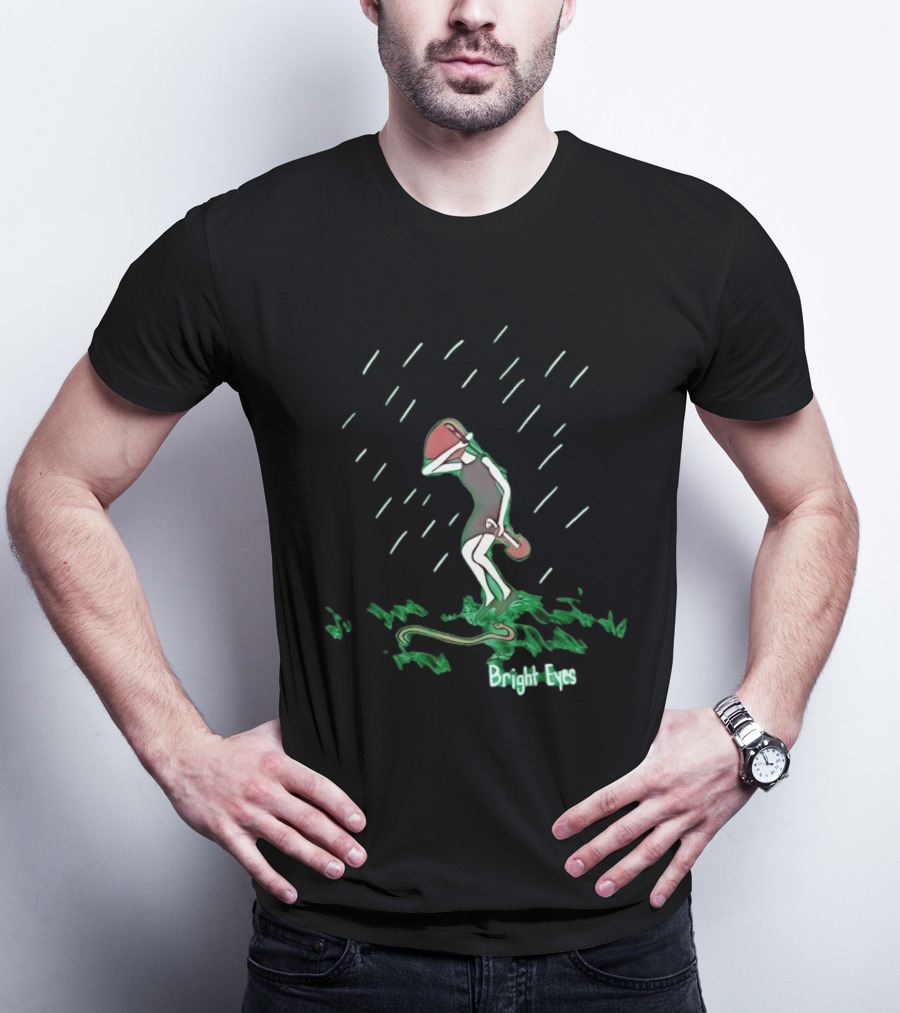 Bright Eyes Rainy Figure And Guitar T-Shirt