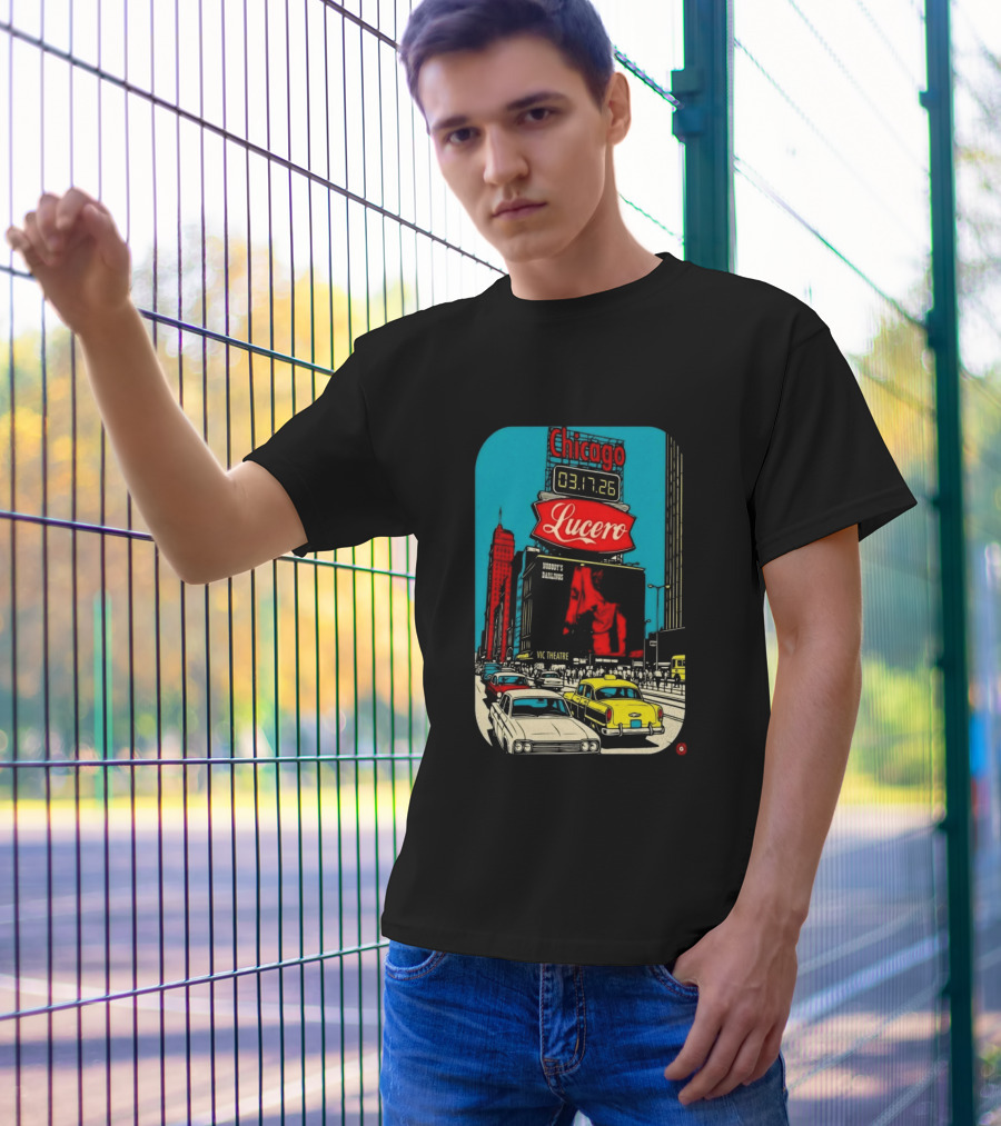 Chicago Lucero Vic Theatre March 17 2026 Concert Retro City Streetscape Scene T-Shirt