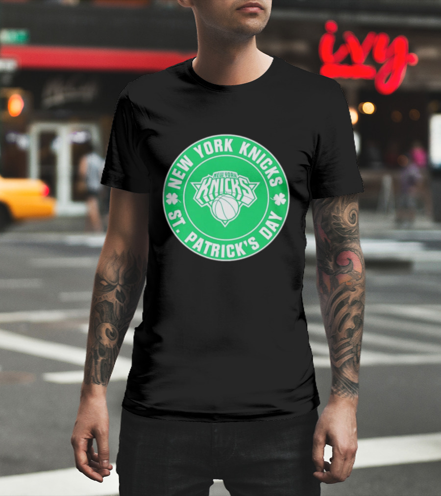 New York Knicks St Patrick's Day Shamrock Green Basketball Team Celebration T-Shirt
