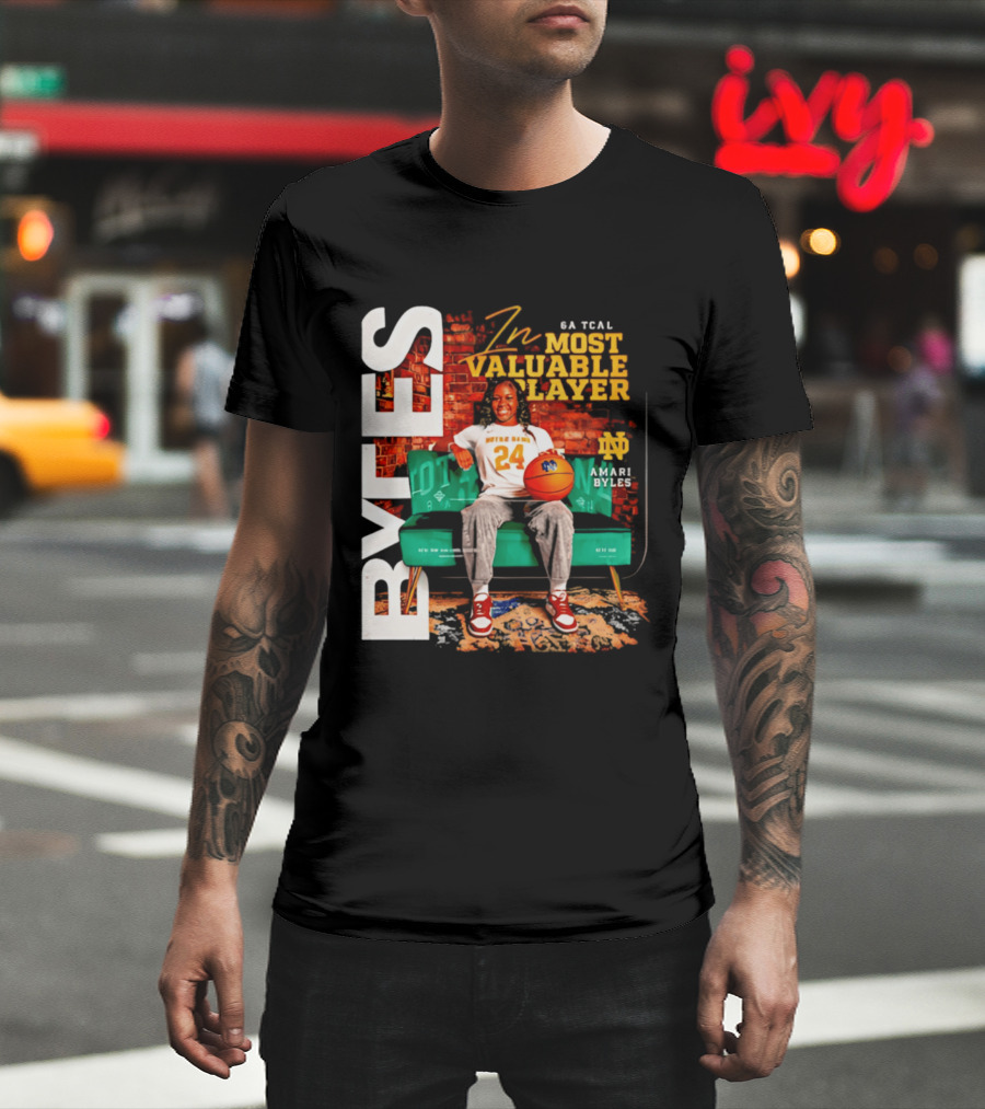 Amari Byles 6A Tcal Most Valuable Player Notre Dame Basketball 24 T-Shirt