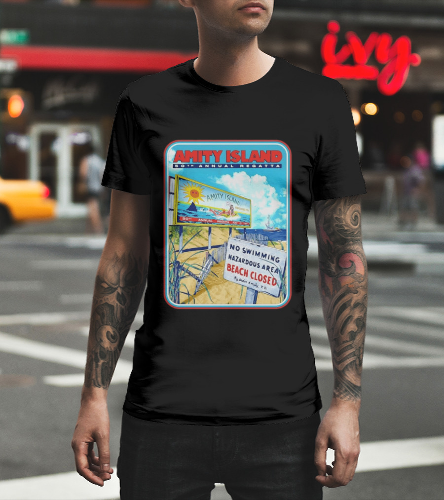 Amity Island 50th Annual Regatta No Swimming Beach Closed Jaws 1975 T-Shirt