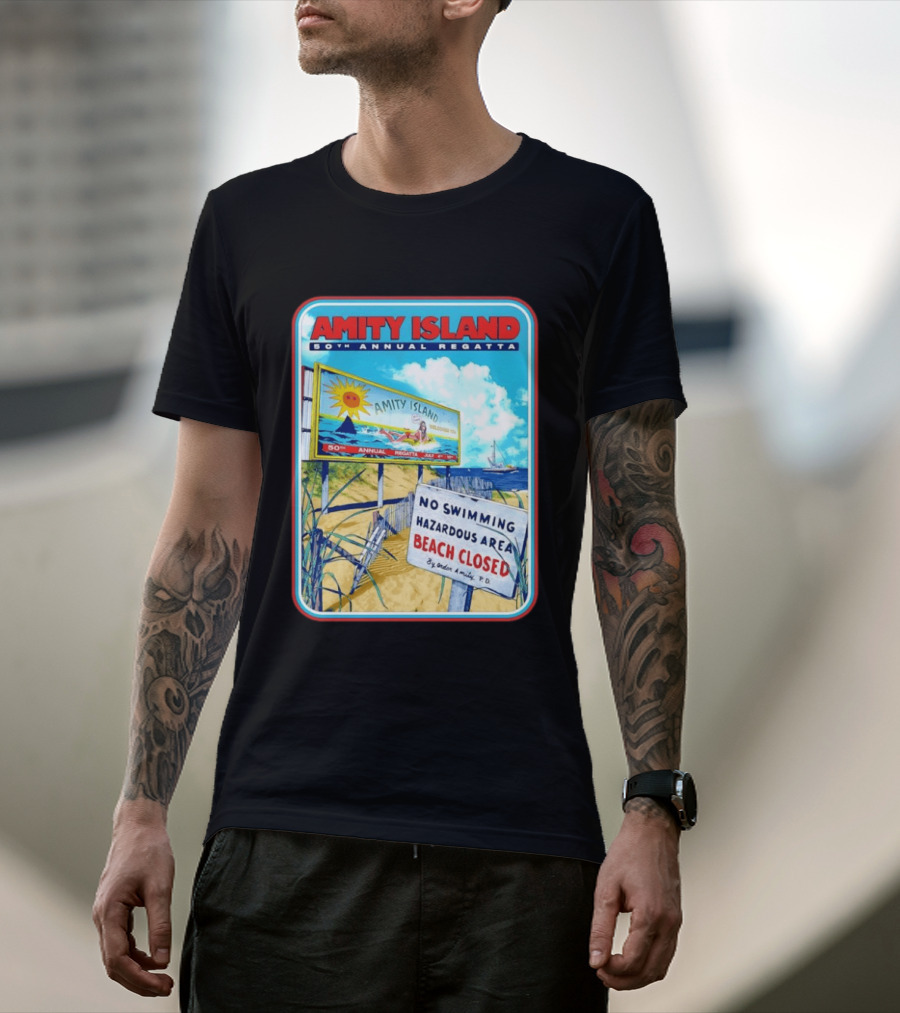 Amity Island 50th Annual Regatta No Swimming Beach Closed Jaws 1975 T-Shirt