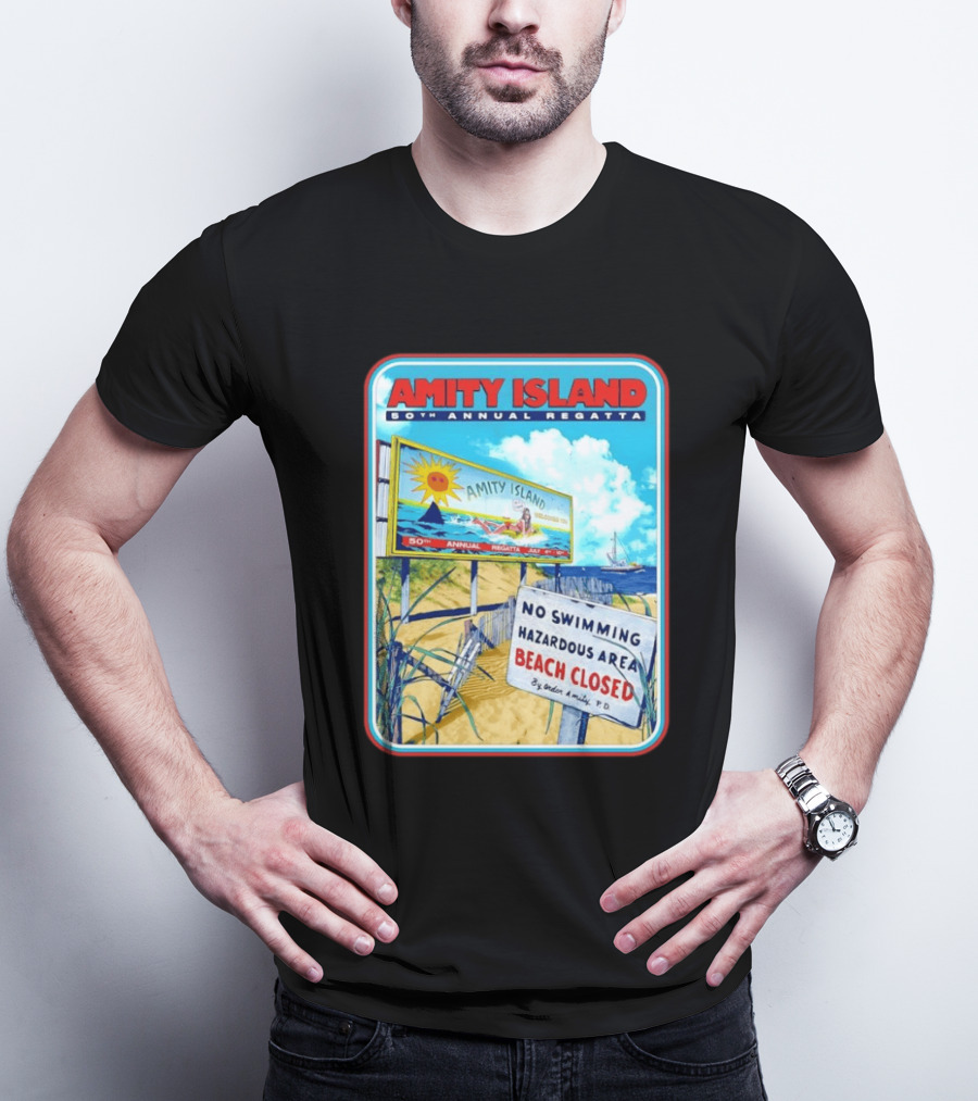 Amity Island 50th Annual Regatta No Swimming Beach Closed Jaws 1975 T-Shirt