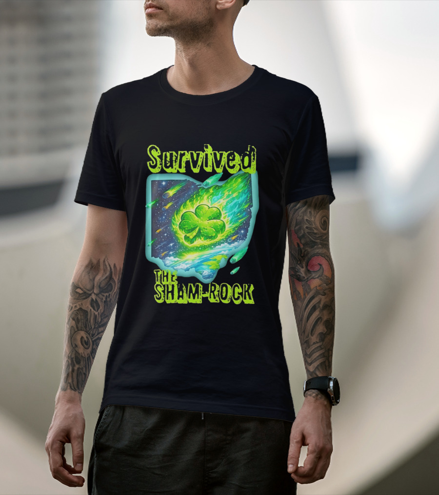 Survived The Sham Rock Meteor Clover St Patrick's Day T-Shirt